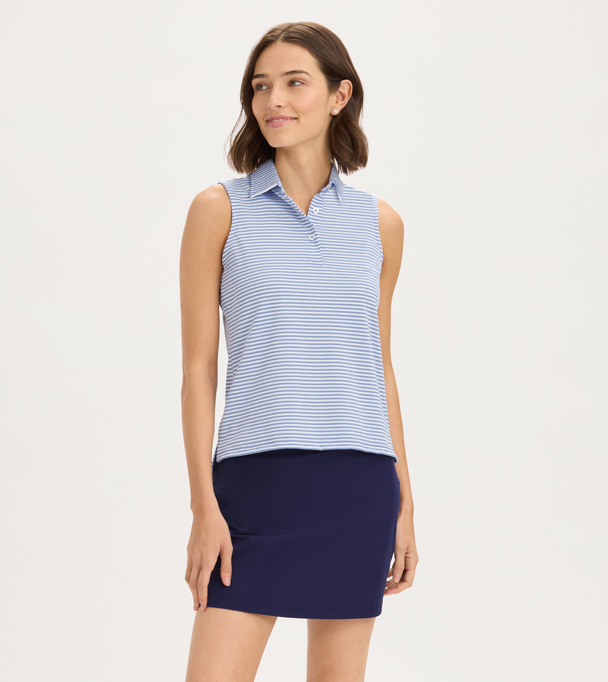 Renwick Performance Pique Sleeveless Stripe Polo